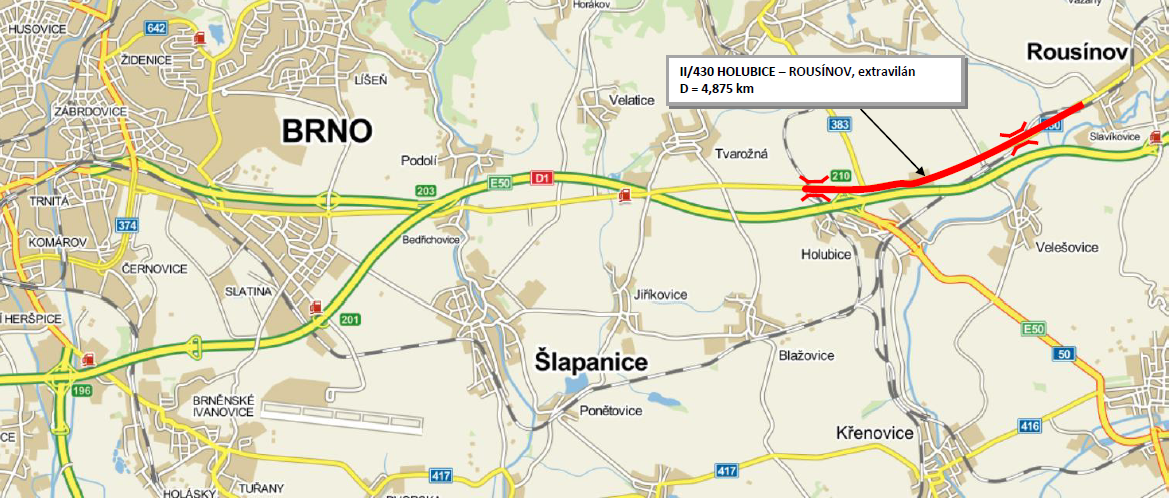 II/430 Holubice - Rousínov | Správa a údržba silnic Jihomoravského kraje